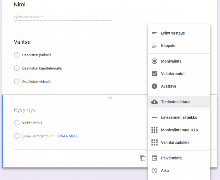Googlen Forms-lomakkeen hyödyntäminen | TTedu